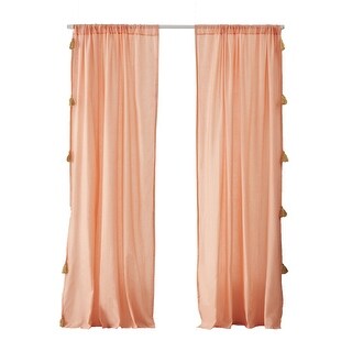 Xumi 4 Piece Window Curtain, 2 Panels with Tie Backs, Coral Pink Finish ...