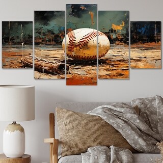 Designart "Baseball Collage Glove And Ball" Sports Multipanel Canvas ...