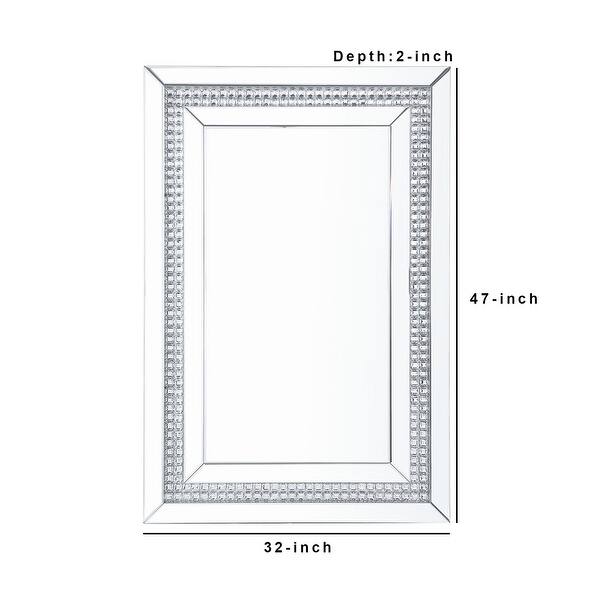 Rectangular Mirrored Wall Decor with Faux Crystals, Silver - On Sale ...
