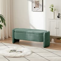 Chic Green Ottoman Bench with High-Density Sponge and Durable ...