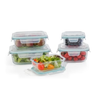 20 Piece Glass Food Storage Containers Set with Airtight Lids - Bed ...