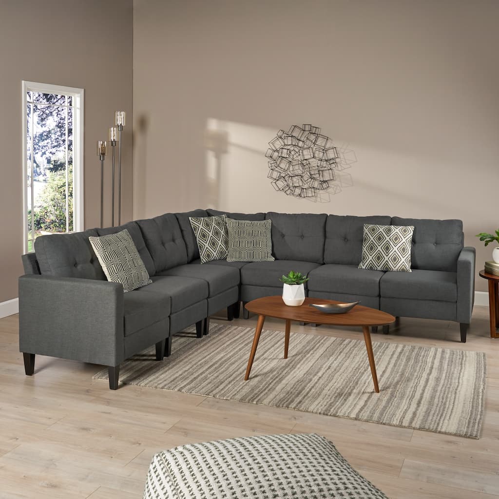 Emmie Mid-century Modern 7-pc. Sectional Sofa Set by Christopher Knight ...