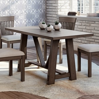 Delacora 60" Wide Casual Farmhouse Trestle Base Hardwood Dining Table ...