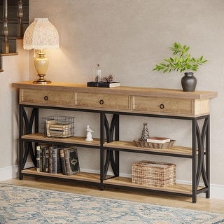 70.9" Extra Long Entryway Table with 3 Drawers, Console Table with 4 ...