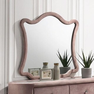 Acme Salonia Mirror, Pink Velvet - Bed Bath & Beyond - 37640021