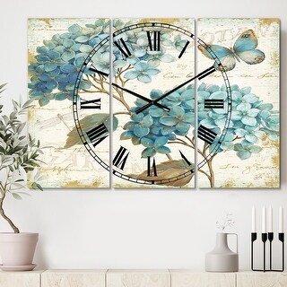 Designart 'butterfly Blue Garden I' Cottage 3 Panels Oversized Wall ...
