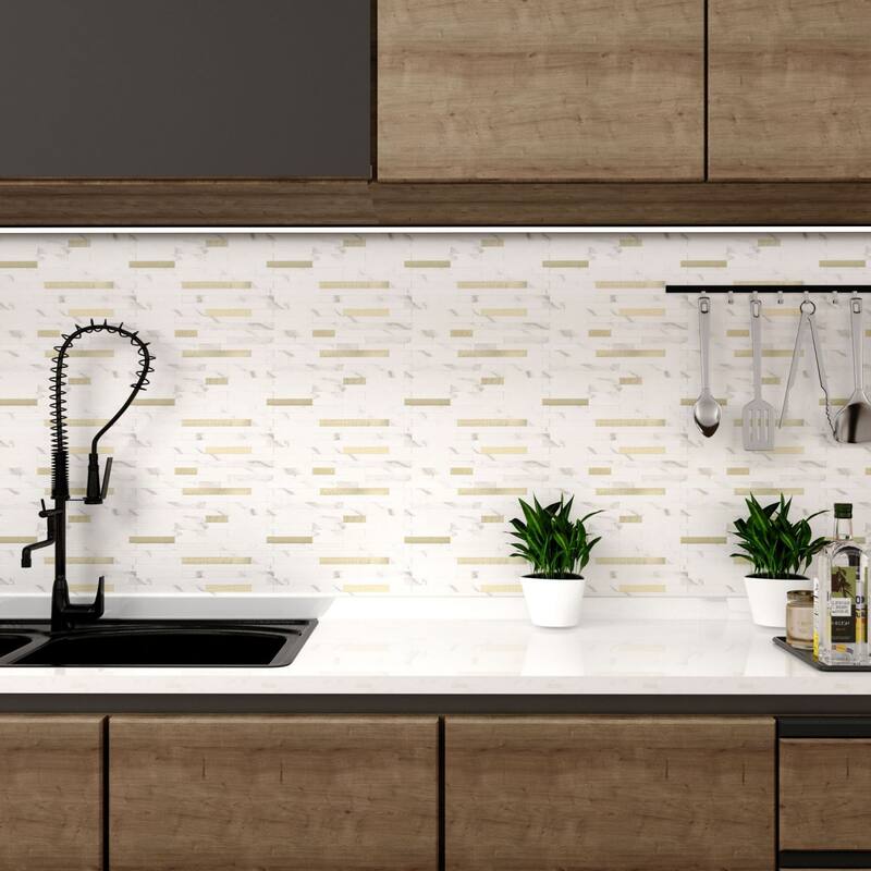 Stack White and Gold Aluminum Composite Panels Peel and Stick ...