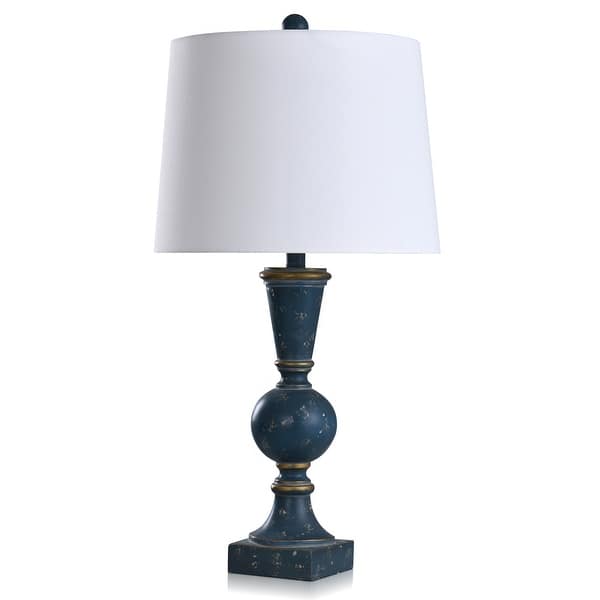 Asher - Traditional Distressed Bannister Table Lamp - Distressed Blue ...