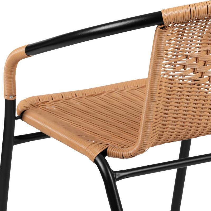 Indoor/Outdoor Stacking Rattan Restaurant Patio Chairs (Set of 4 ...