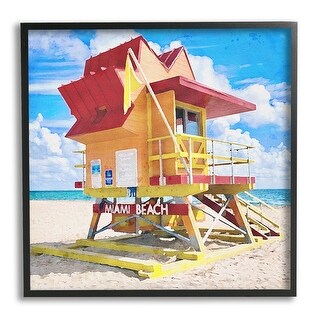 Stupell Summer Beach Hut Framed Giclee Art Design by LSR Design Studio ...