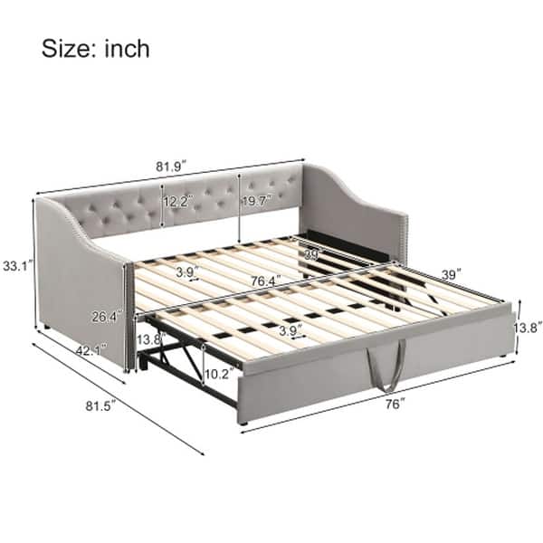 Twin to King Daybed with Pop Up Trundle, Button Tufted Backrest and ...