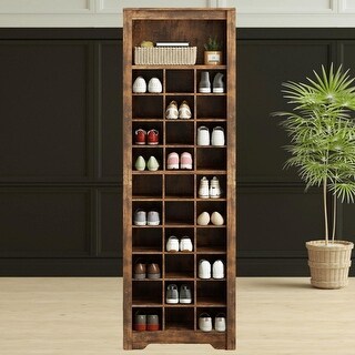 Free-Standing 30-Cubby Storage Console Cabinet for Shoes, Sundries, and ...