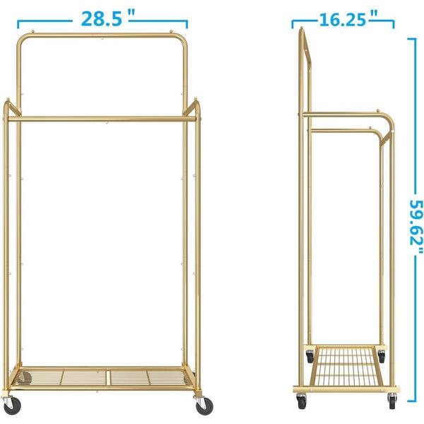 Double Rod Clothes Garment Rack, Heavy Duty Clothing Rolling Rack on ...