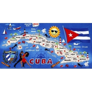 Cuba Map 30x60 Brazilian Velour Beach Towel - Bed Bath & Beyond - 32960255