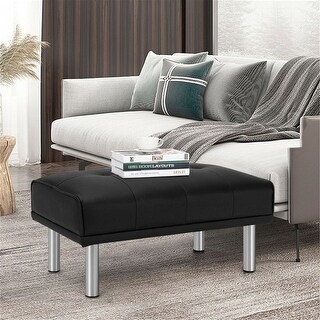 Rectangle Tufted Ottoman with Steel Legs for Living Room - Bed Bath ...