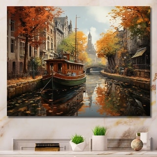 Designart "Orange Canal Waterways Palette" Canals Wall Decor - Bed Bath ...