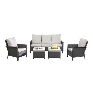 Weather-Resistant Wicker Sectional Sofa Set with High Density Cushions ...