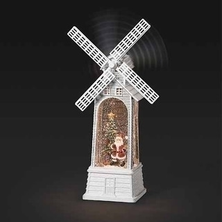 11.25" Red and White Santa Swirl Windmill LED Christmas Tabletop Decor ...