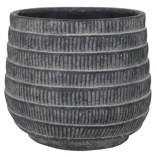 7 Inch Round Cement Cachepot, Textured, Brushed Finish, Gray - Bed Bath ...