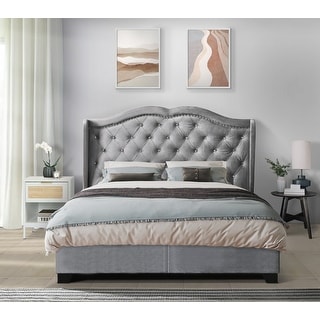 Edison King Wingback Upholstered Panel Bed - Bed Bath & Beyond - 39127740