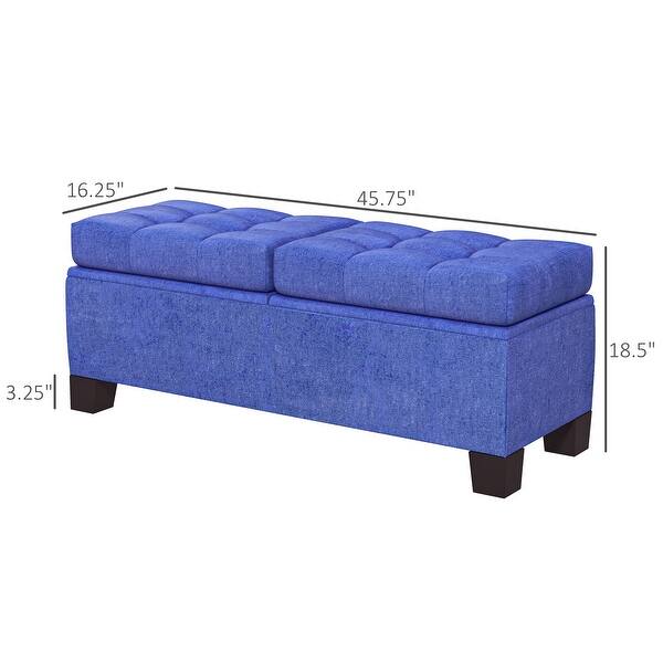 Tufted Upholstered Storage Bench with Steel Frame and Safety Hinges ...