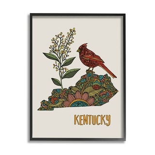Stupell Kentucky State Cardinal Blooming Goldenrod Flower Pattern ...