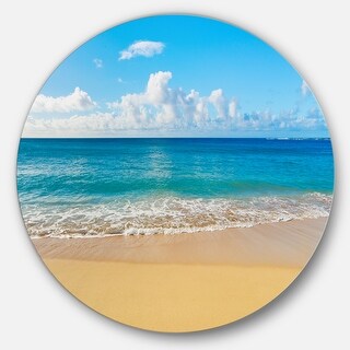 Designart 'Calm Beach and Tropical Sea' Photo Circle Metal Artwork ...