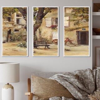 Designart "Provence French Village I" Traditional Framed Wall Art Set ...