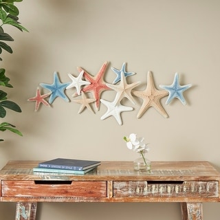 Brown Metal Layered Starfish Home Wall Decor with Blue and Red Accents ...