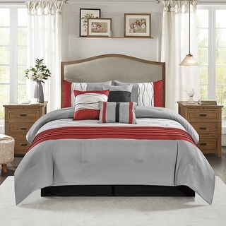 Hayward 7 Piece Embroidered Comforter Set Striped King, Queen - Bed Bath & Beyond - 39913074