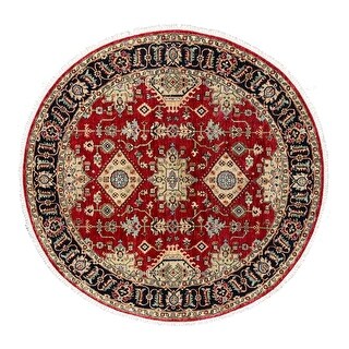 Shahbanu Rugs Maroon Red, Karajeh Design with Geometric Medallions ...