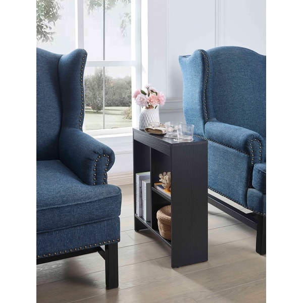 Slim Side Sofa End Table with Drink Holders and Built-in Shelving ...