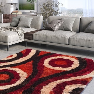 RugBerry 3D Geometric Circles Area Rug Modern Shag Carpet - Bed Bath ...