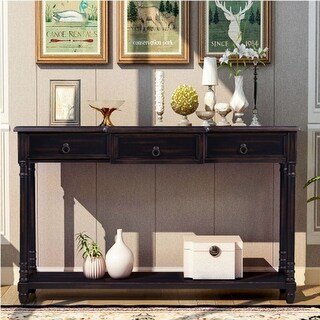 Espresso console table solid wood sofa table Long shelf entryway table ...
