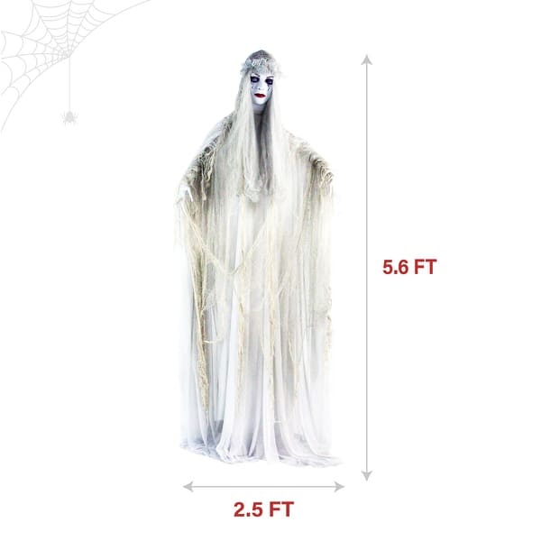 Haunted Hill Farm 5.7-ft. Life-Size Poseable Animatronic Ghost Bride ...