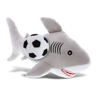 DolliBu Soft Huggable Gray Shark Stuffed Animal with Soccer Ball Plush ...