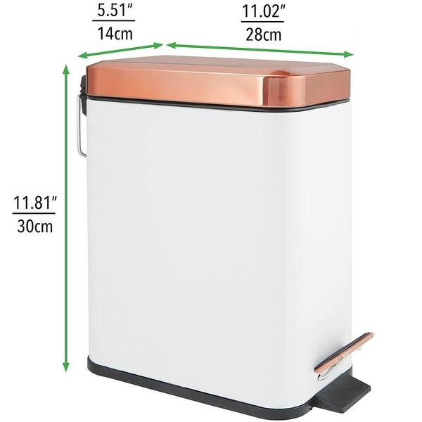 1.3 Gallon Trash Can Rectangle Metal Lidded Step Garbage Bin with ...