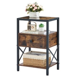 Nightstand, Industrial Bedside Table, End Table, Side Table with Drawer ...