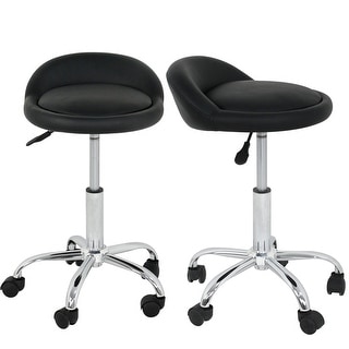 Salon Stool With Back Rest Saddle Rolling Hydraulic Spa Stools Set of 2 ...