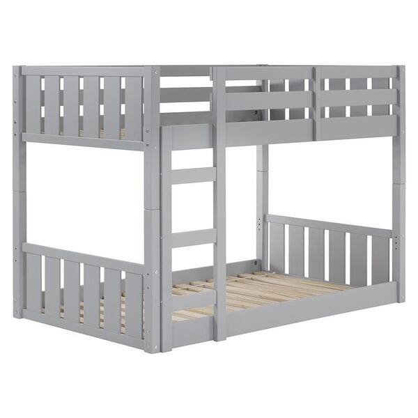Traditional Twin over Twin Solid Wood Stackable Slat Bunk Bed in Gray ...