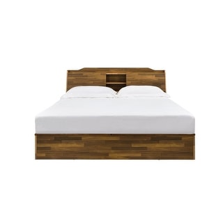 Wooden Queen Bed with Storage in Walnut Finish - Bed Bath & Beyond ...