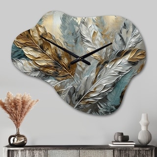 Silver And Gold Expressions Of Freedom I - Boho Feather Wall Clocks in ...