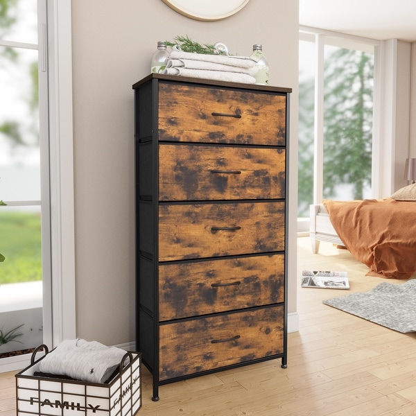 Pellebant Fabric Vertical Dresser Storage Chest Tower with 5 Drawers On Sale Bed Bath Beyond 34486245