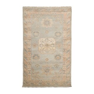 Hand Knotted Oushak Mint Oushak Wool Traditional Oriental Area Rug - 3 ...
