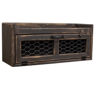 23.5" Wide Rustic Farmhouse Storage Organizer Box with Chicken Wire ...
