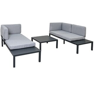 Outdoor 3-piece Aluminum Alloy Sectional Sofa Set with End Table - Bed ...