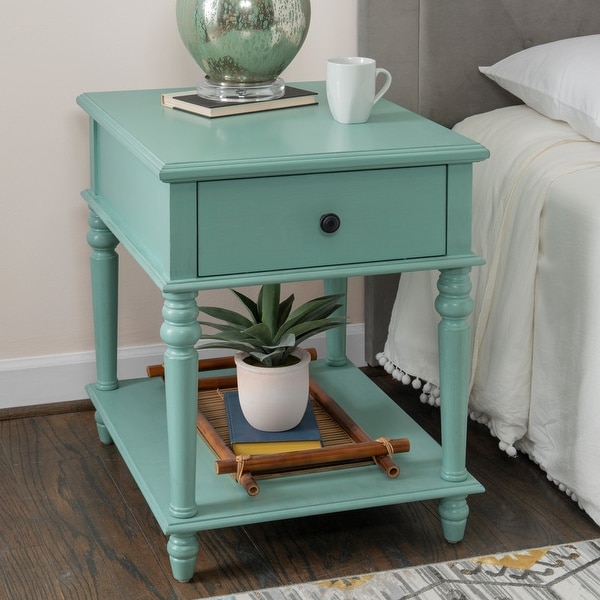 Teal end table with storage store
