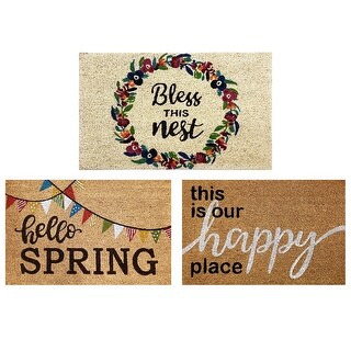 Coir Doormat, Durable Outdoor/Indoor Rug, Welcome Mat, Happy Springtime ...