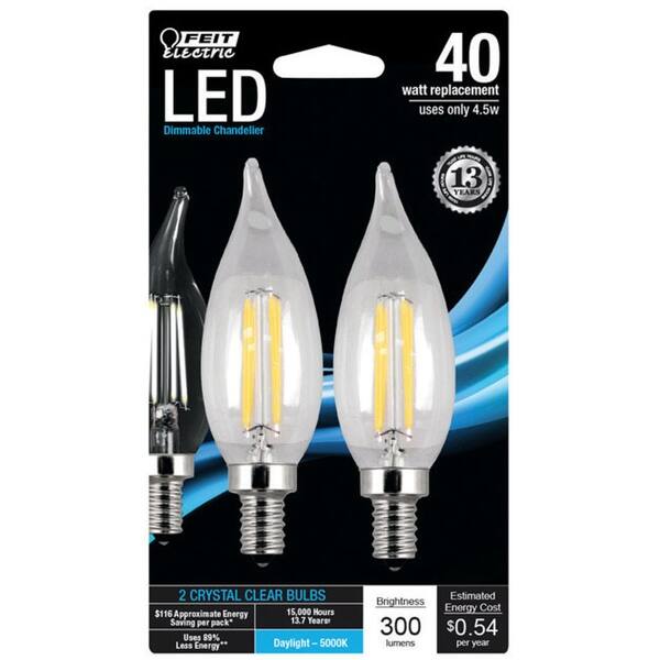 Feit Electric CFC40950CAFIL2R C10 LED Bulbs, 4.5 Watts, 120 Volts - Bed ...