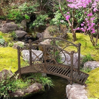 Outsunny Classic Garden Bridge with Safety Railings Arc Footbridge ...